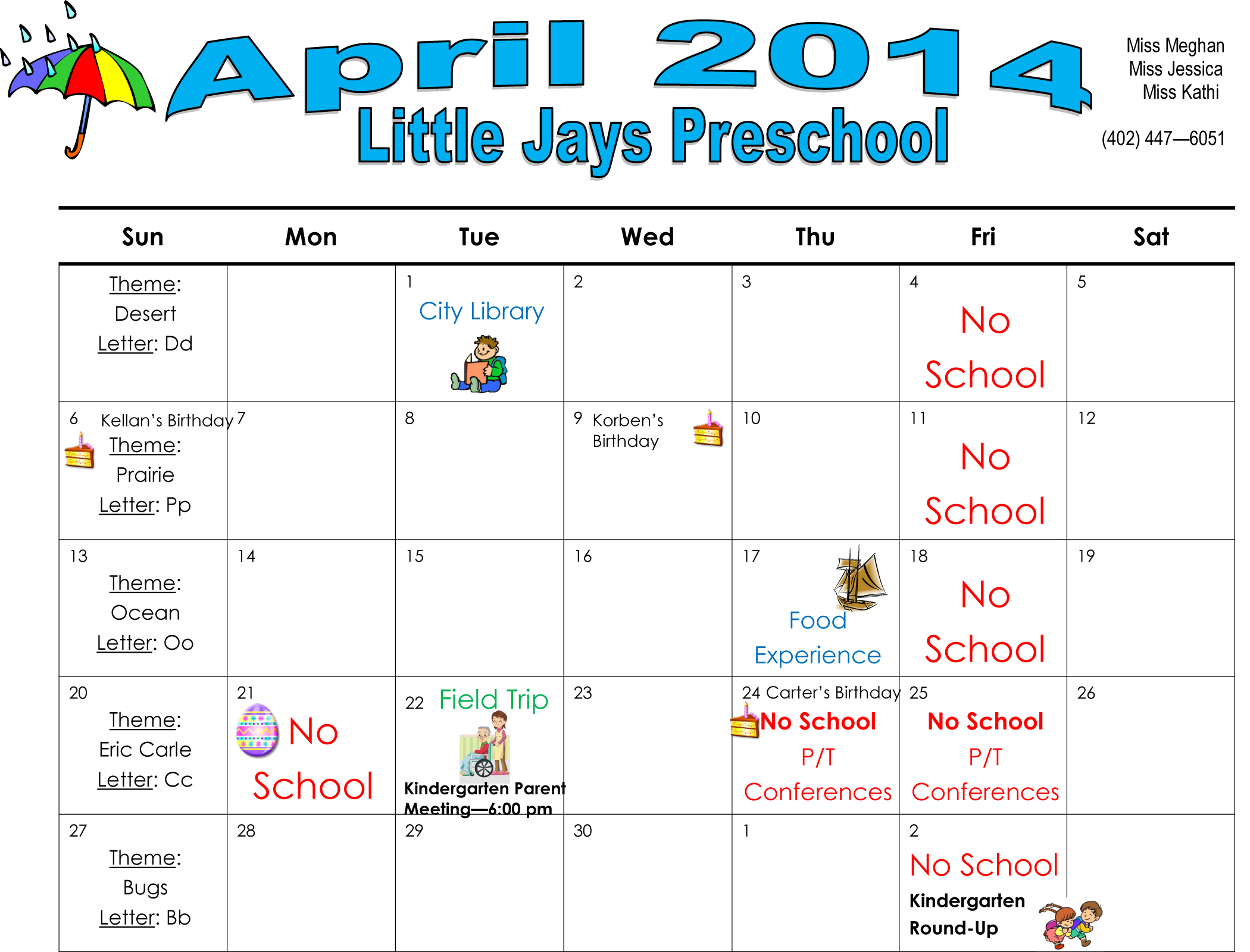 April Calendar Theme Ideas